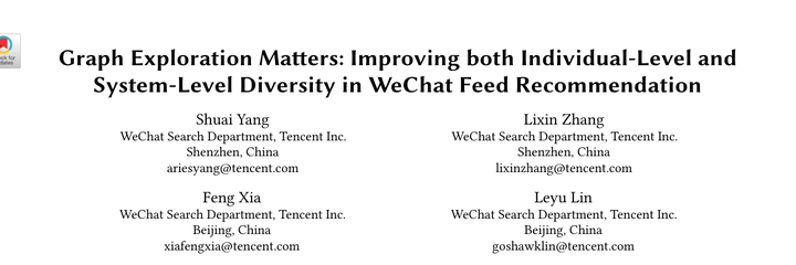 CIKM‘23 腾讯微信团队｜图推荐系统多样性相关｜Graph Exploration Matters - 知乎