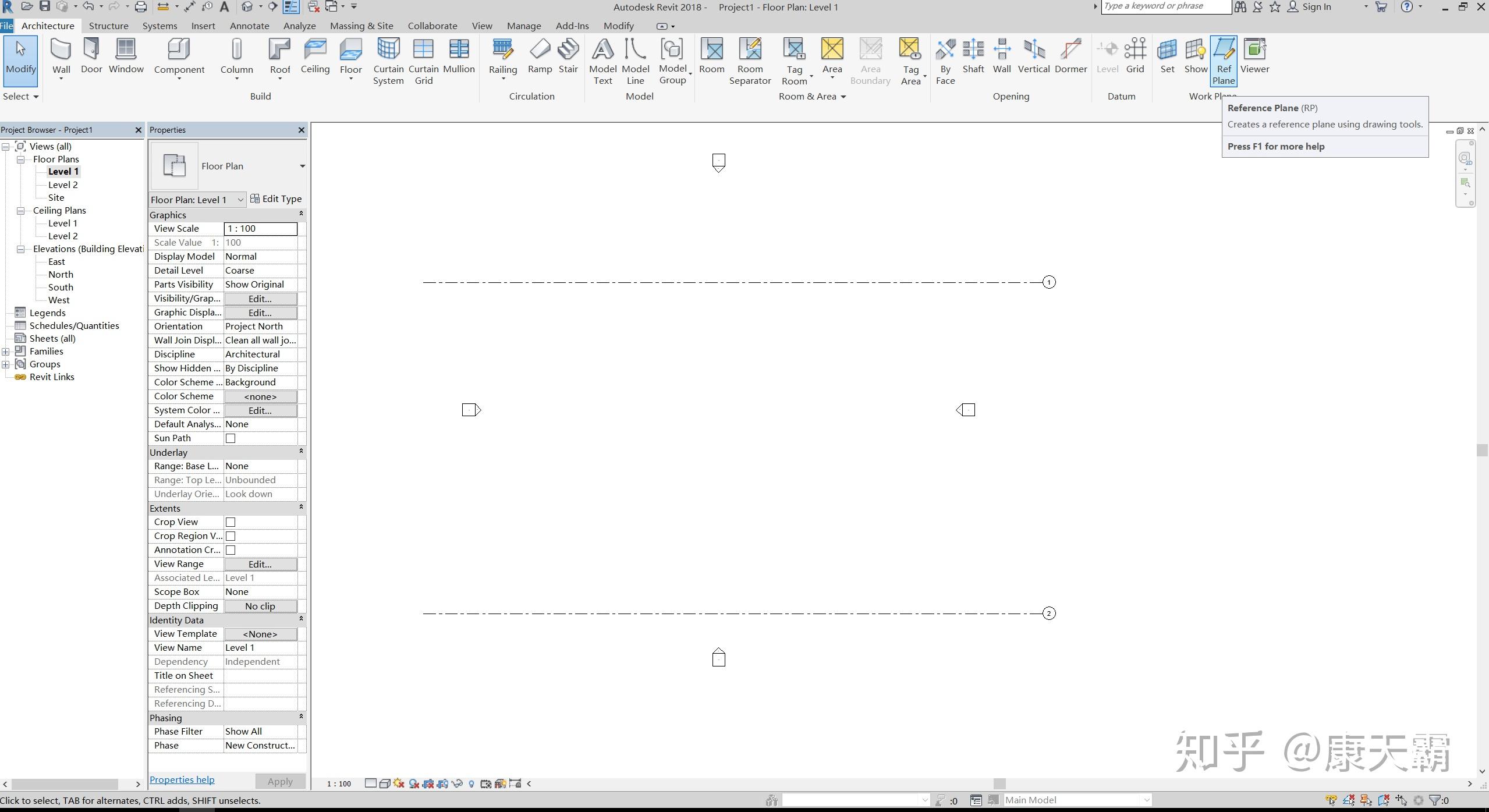 revit中如何使用eq让参照平面位于轴线中间？ - 知乎
