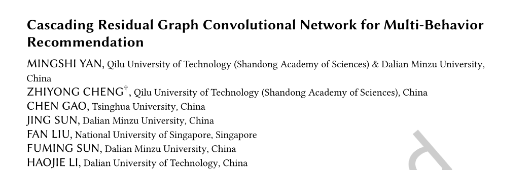 CRGCN：多行为推荐的级联残差图卷积网络 - 知乎