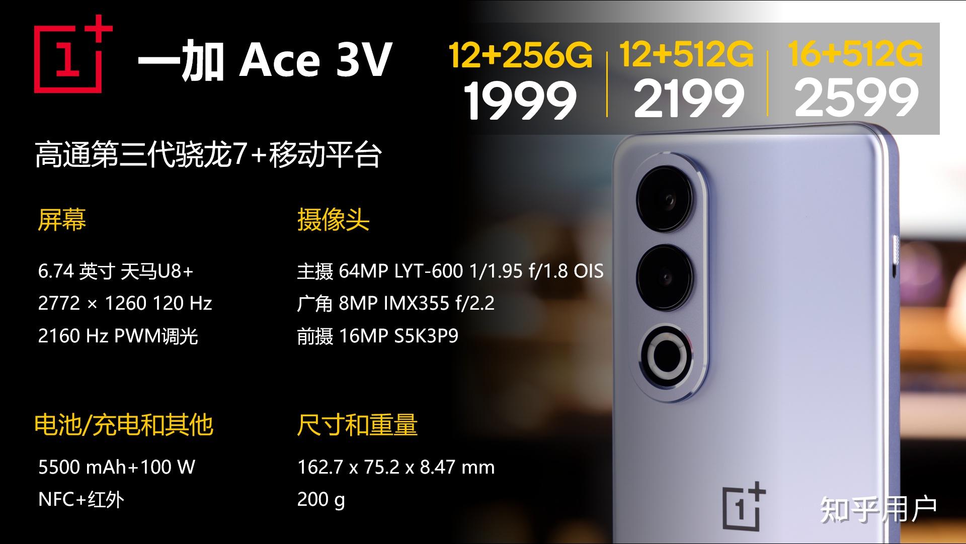 如何评价3月21日发布的首发搭载骁龙7+ Gen3的一加Ace 3V，有哪些亮点值得关注？ - 知乎