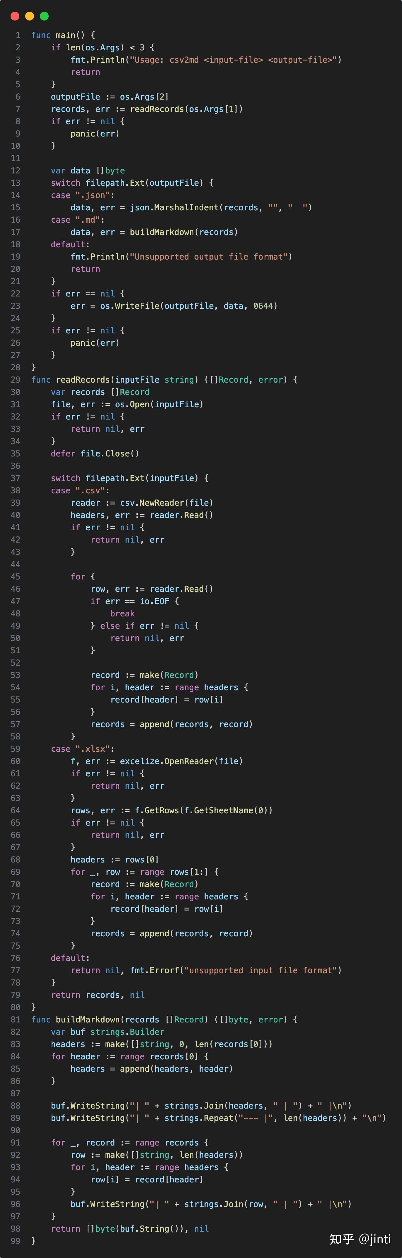 100行Go代码实现Excel/CSV转JSON和Markdown表格 - 知乎