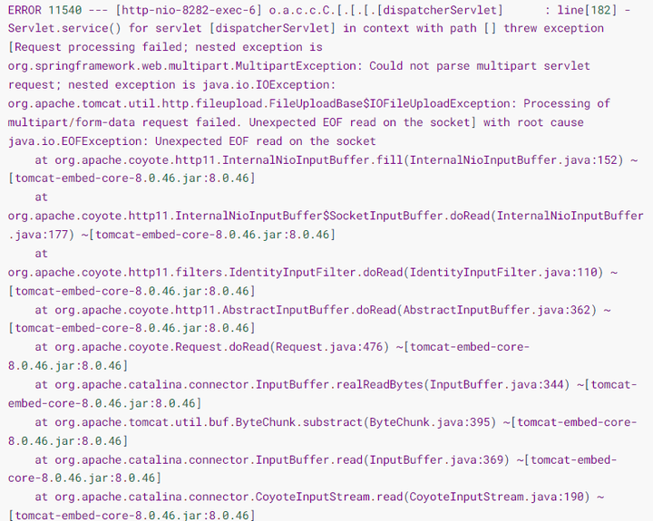 线上临时文件夹报错Failed to parse multipart servlet request; nested exception is ... 线上临时文件夹报错Failed to parse multipart servlet request; nested exception is ...