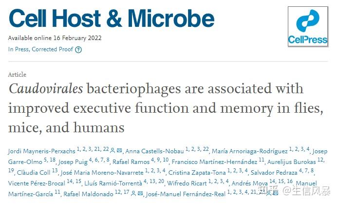 Cell Host & Microbe：尾状病毒噬菌体与执行功能和记忆改善有关 - 知乎