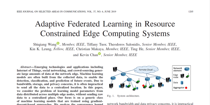 联邦学习边缘计算论文《Adaptive Federated Learning in Resource Constrained Edge Computing Systems》 - 知乎