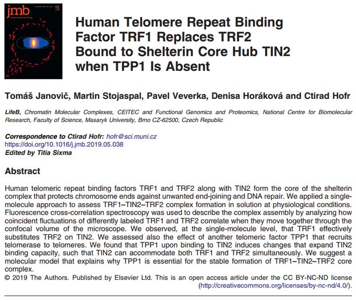 【文献翻译】当TPP1缺失时，人类端粒重复结合因子TRF1取代与Shelterin蛋白核心枢纽TIN2结合的TRF2 - 知乎