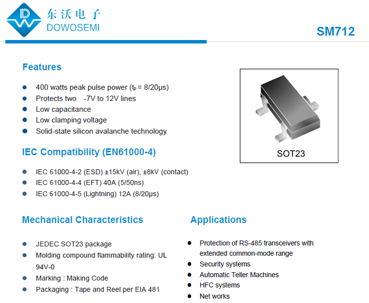 CDSOT23-SM712二极管国产替代，对应哪个型号？ - 知乎
