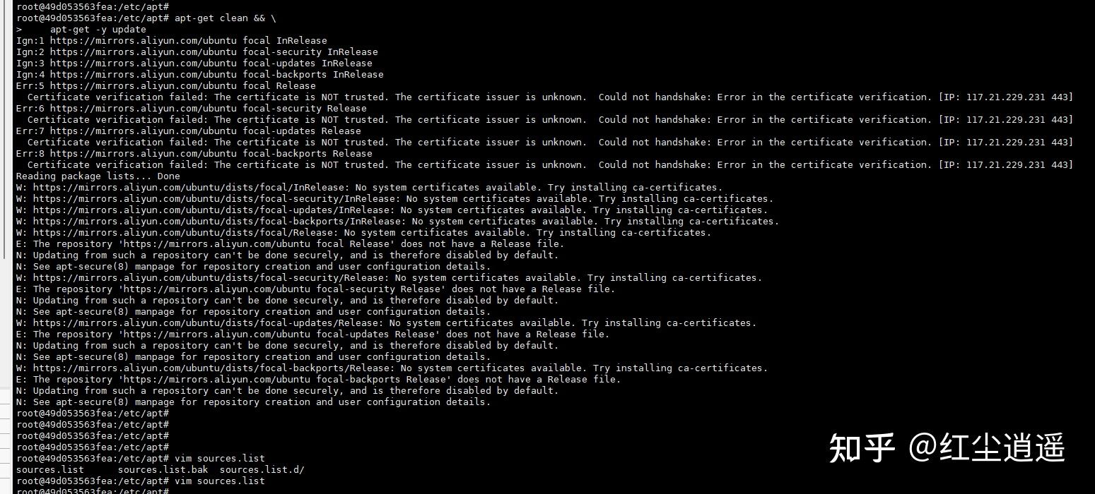 使用aliyun的Ubuntu20.04镜像源报错Certificate verification failed - 知乎