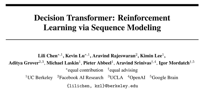 论文分享：Decision Transformer: Reinforcement Learning via Sequence Modeling - 知乎