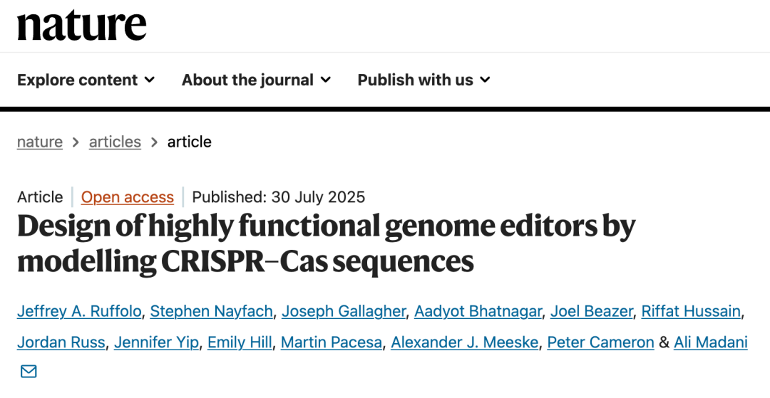 Nature｜生成式AI设计出CRISPR蛋白，高效编辑人类DNA，且安全性更高 - 知乎