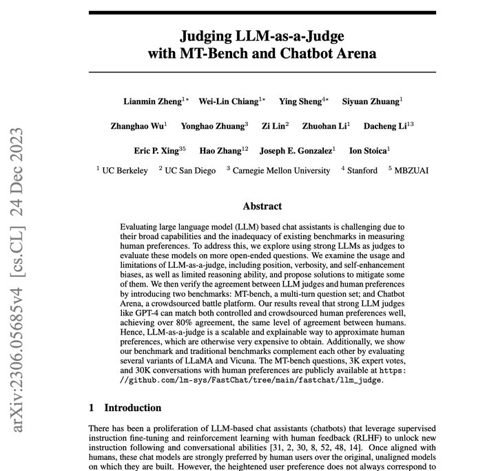 论文速读：GPT-4是个好裁判吗？Judging LLM-as-a-Judge with MT-Bench and Chatbot Arena - 知乎
