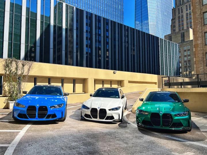 3辆宝马M3小聚，有圣托里尼蓝、矿石白、曼岛绿... - 知乎