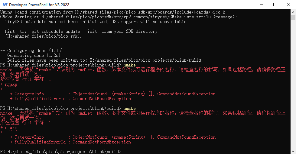 【树莓派Pico】无法将“nmake”项识别为 cmdlet、函数、脚本文件或可运行程序的名称 - 知乎