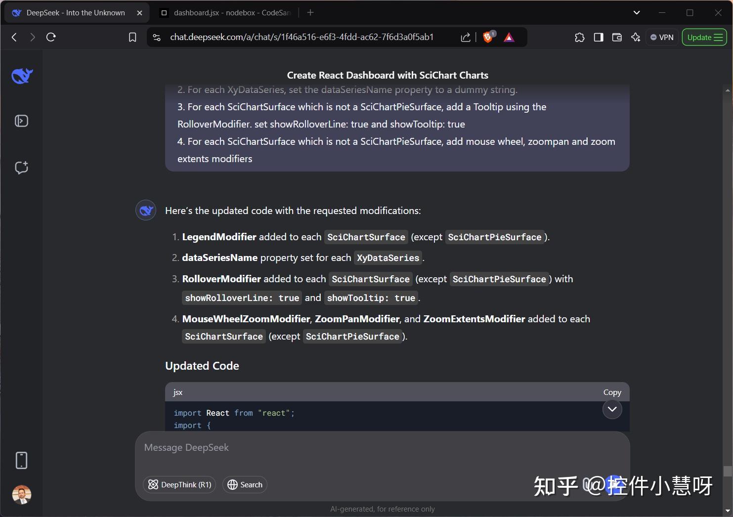 可视化工具SciChart如何结合Deepseek快速创建一个React仪表板？ - 知乎