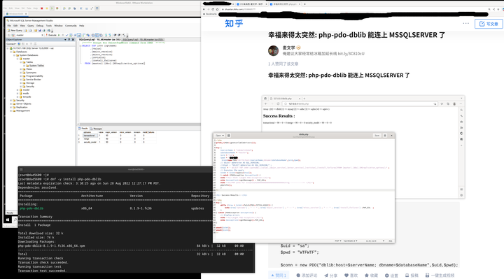 幸福来得太突然: php-pdo-dblib 能连上 MSSQLSERVER 了, 还要什么 odbc ？ - 知乎