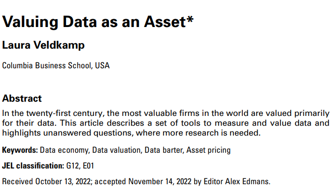 Valuing Data as an Asset - 知乎