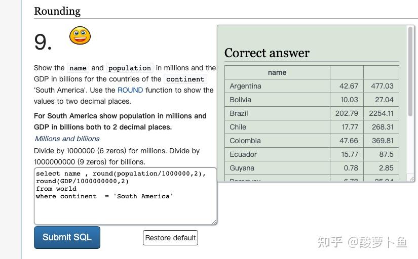 【刷题】SQLZOO（1-6） - 知乎