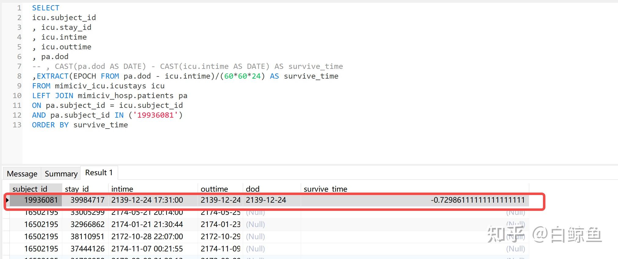 MIMIC-IV数据库， 如何提取入院患者生存时间？ - 知乎