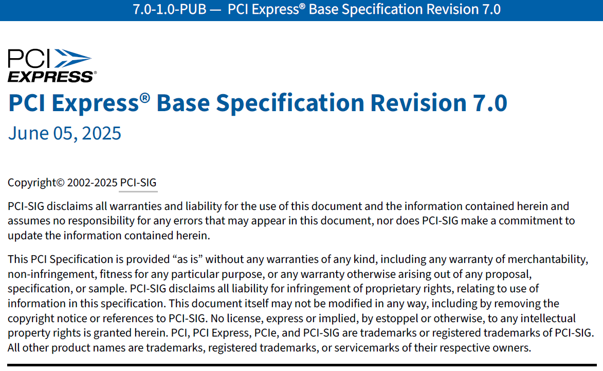 PCI Express 7.0 Base Specification分享 (v1.0正式版, 2276页) - 知乎
