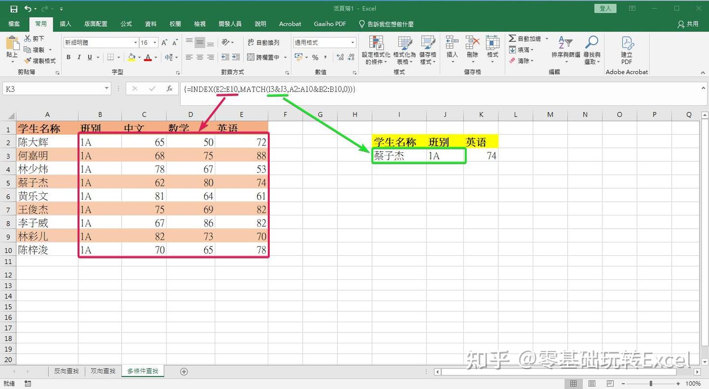 Excel中Index+Match函数组合，处理多条件查找，超实用 - 知乎