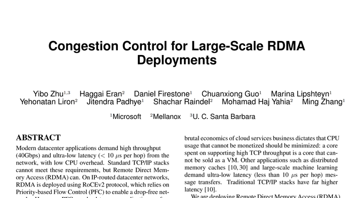 Congestion Control for Large-Scale RDMA (DCQCN) - 知乎