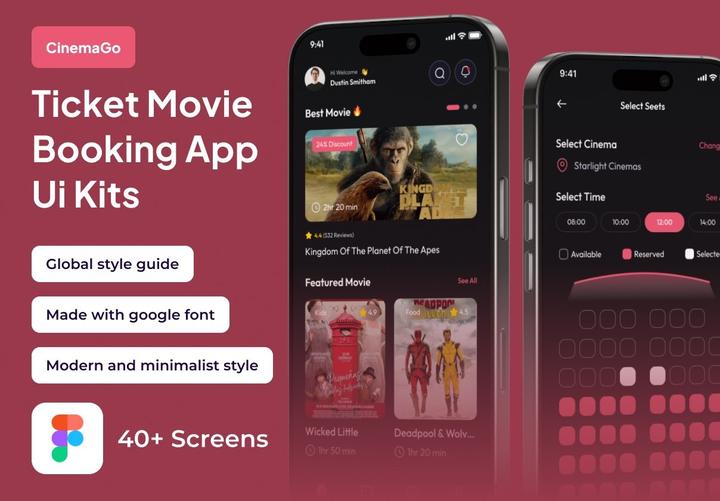 40+屏电影票音乐票在线购买座位预订app ui界面设计figma模板套件CinemaGo - Ticket Movie Booking Premium UI KIts App - 知乎