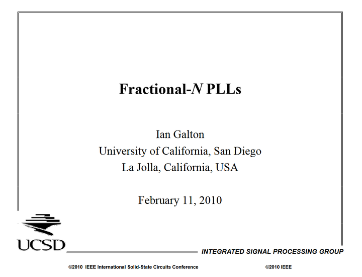 Fractional-N PLLs ISSCC2010 cource学习笔记 - 知乎