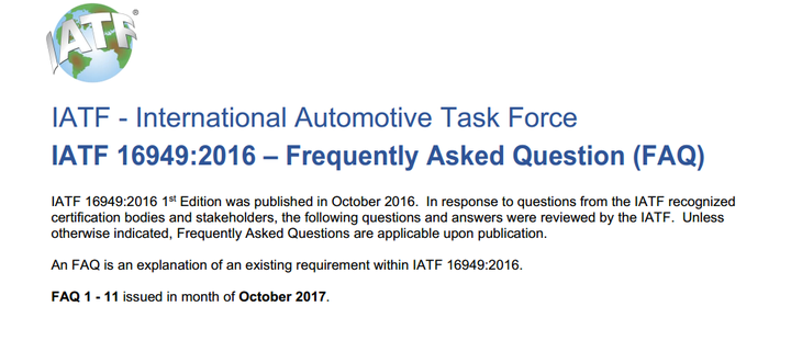 IATF最新发布IATF16949常见问题解答(附中文翻译） - 知乎