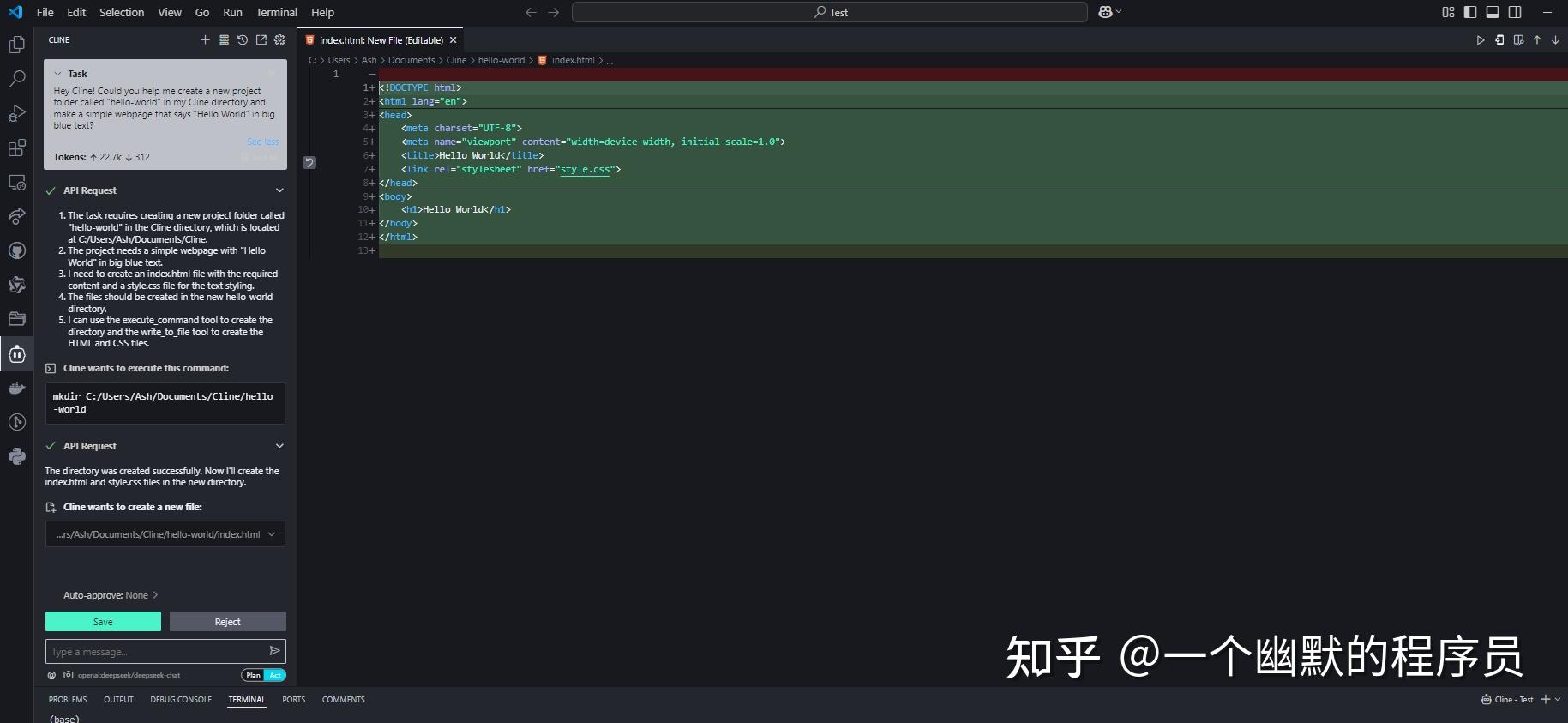如何在 Visual Studio Code 中使用 DeepSeek R1 和 Cline？ - 知乎