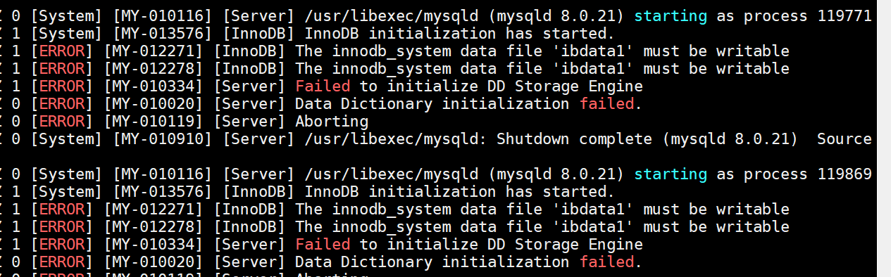 MYSQL启动失败 'ibdata1' must be writable - 知乎