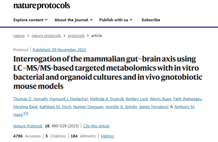 Nature Protocols：104项操作步骤研究微生物-肠-脑轴之间的联系 - 知乎