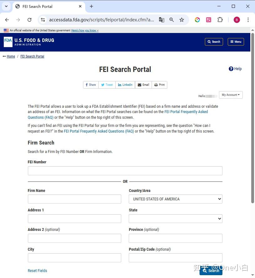 【美国进口清关】FDA 机构识别号 FEI 搜索门户网站（FEI Search Portal） - 知乎