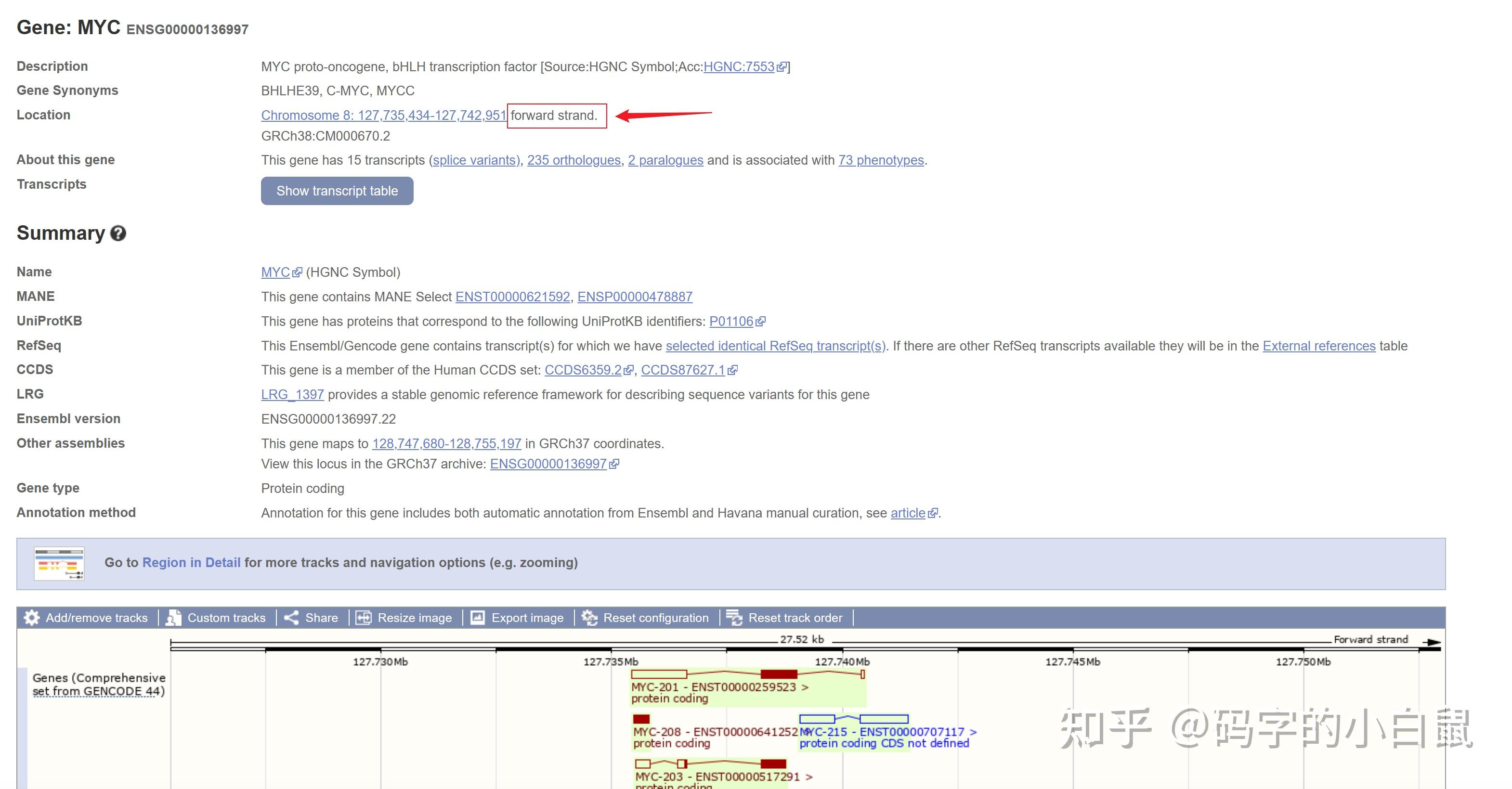 如何快速查看ncbi或者ensembl上的编码基因是处于正链上还是反链上？只能下载RNA然后去比吗？ - 知乎
