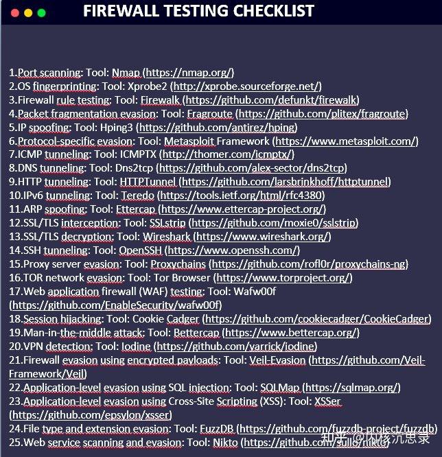 Firewall Testing Checklist 分析 - 知乎