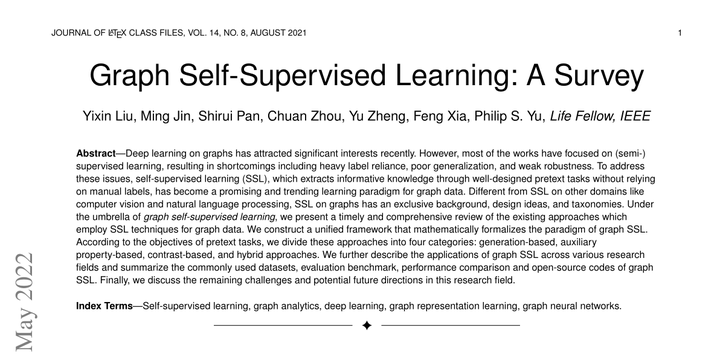 【论文笔记】Graph Self-Supervised Learning: A Survey - 知乎