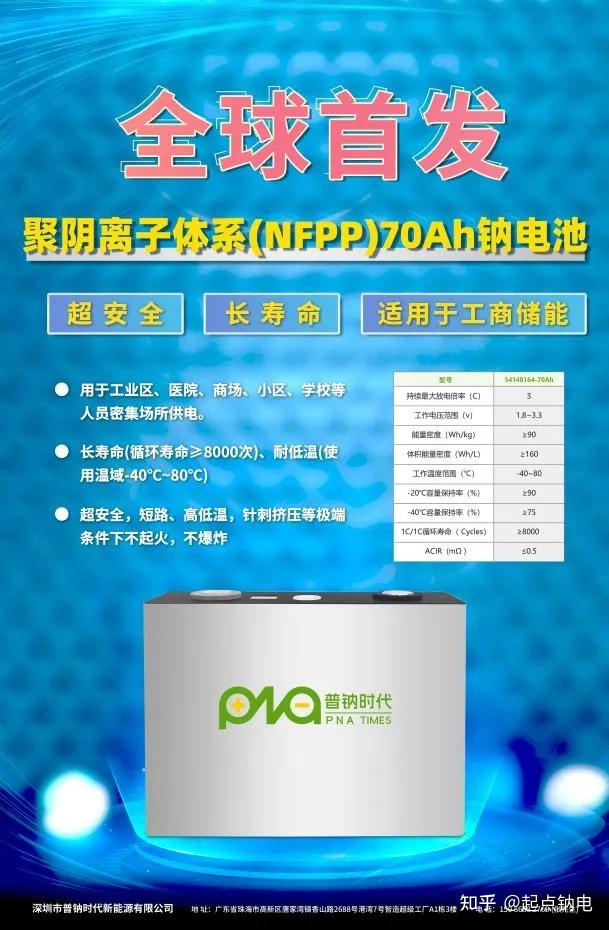 全球首款！聚阴离子(NFPP)体系70Ah钠电池批量生产 - 知乎