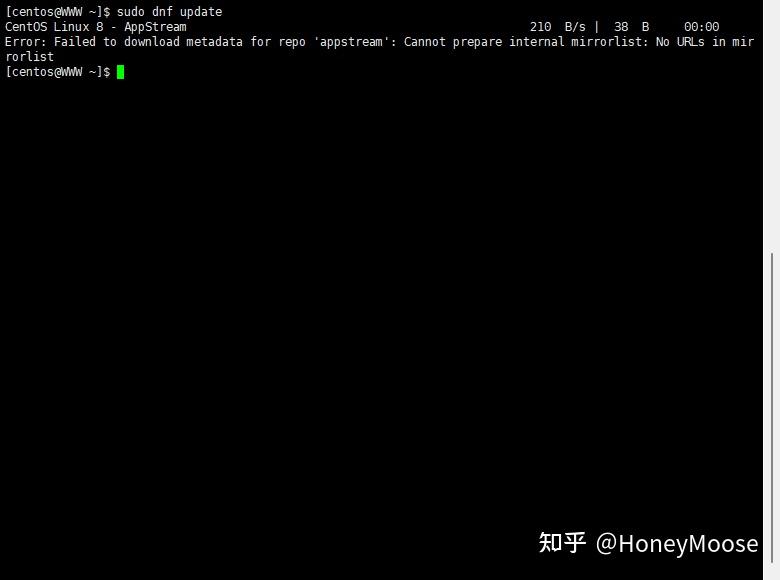 CentOS 8 更新提示 appstream 错误 - 知乎