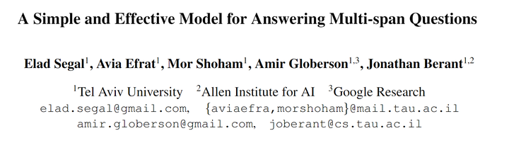 A Simple and Effective Model for Answering Multi-span Questions [笔记] - 知乎