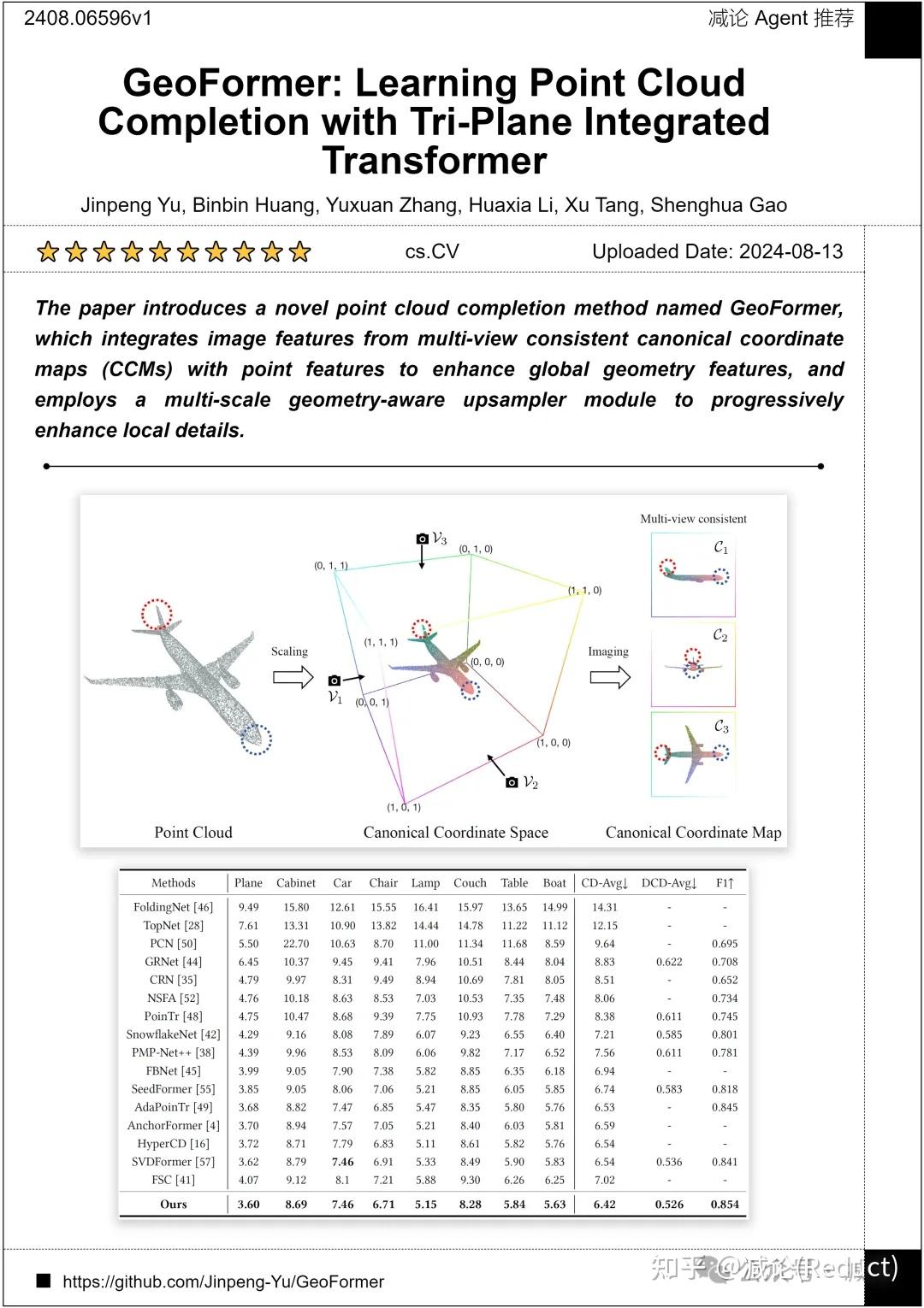 高老师团队提出GeoFormer新型点云补全方法（今日Arxiv 8月14日） - 知乎