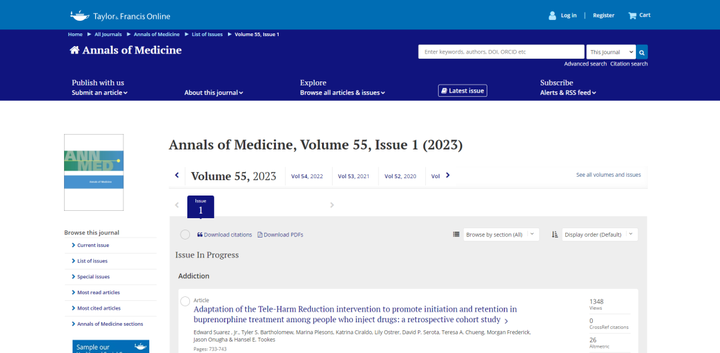 Annals of Medicine：发文量上涨！低自引率，国人发文第一，JCR2区 - 知乎