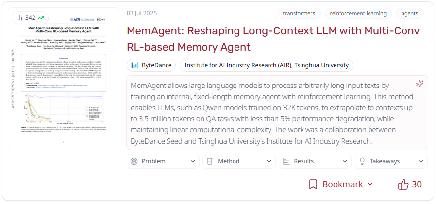 [alphaXiv速递] 字节推出MemAgent，通过强化学习让Agent学会自主记忆 - 知乎