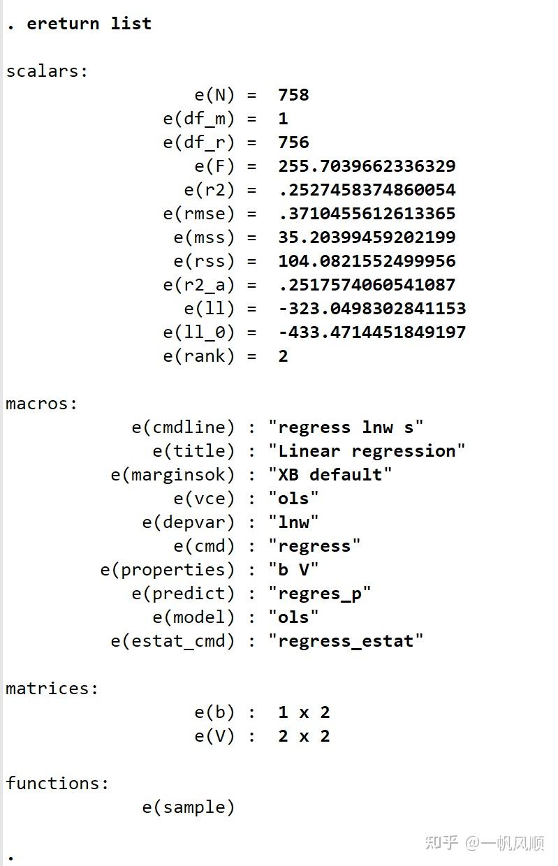 Stata 命令运行结果的存储与调用 - 知乎