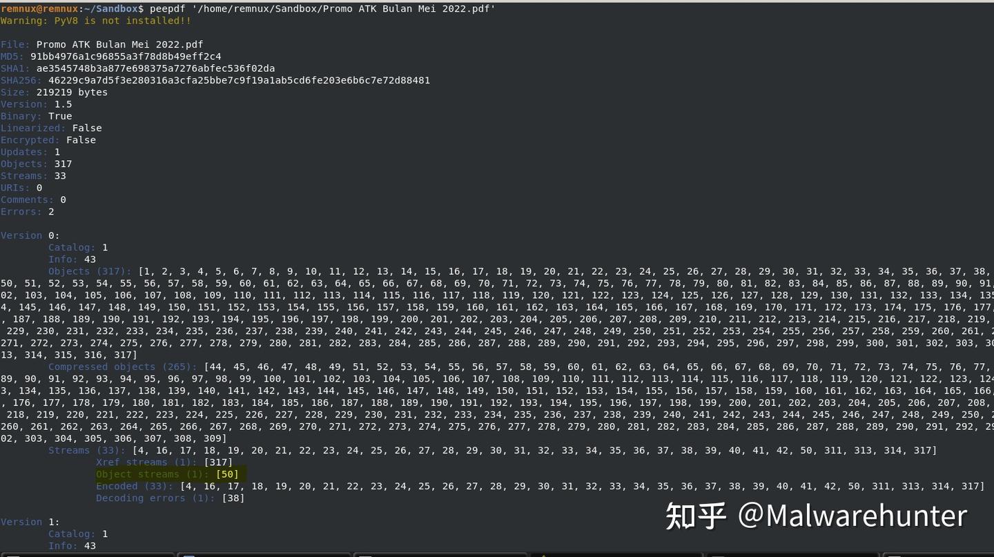 PDF文件的静态恶意软件分析与真实生活演示 - 知乎