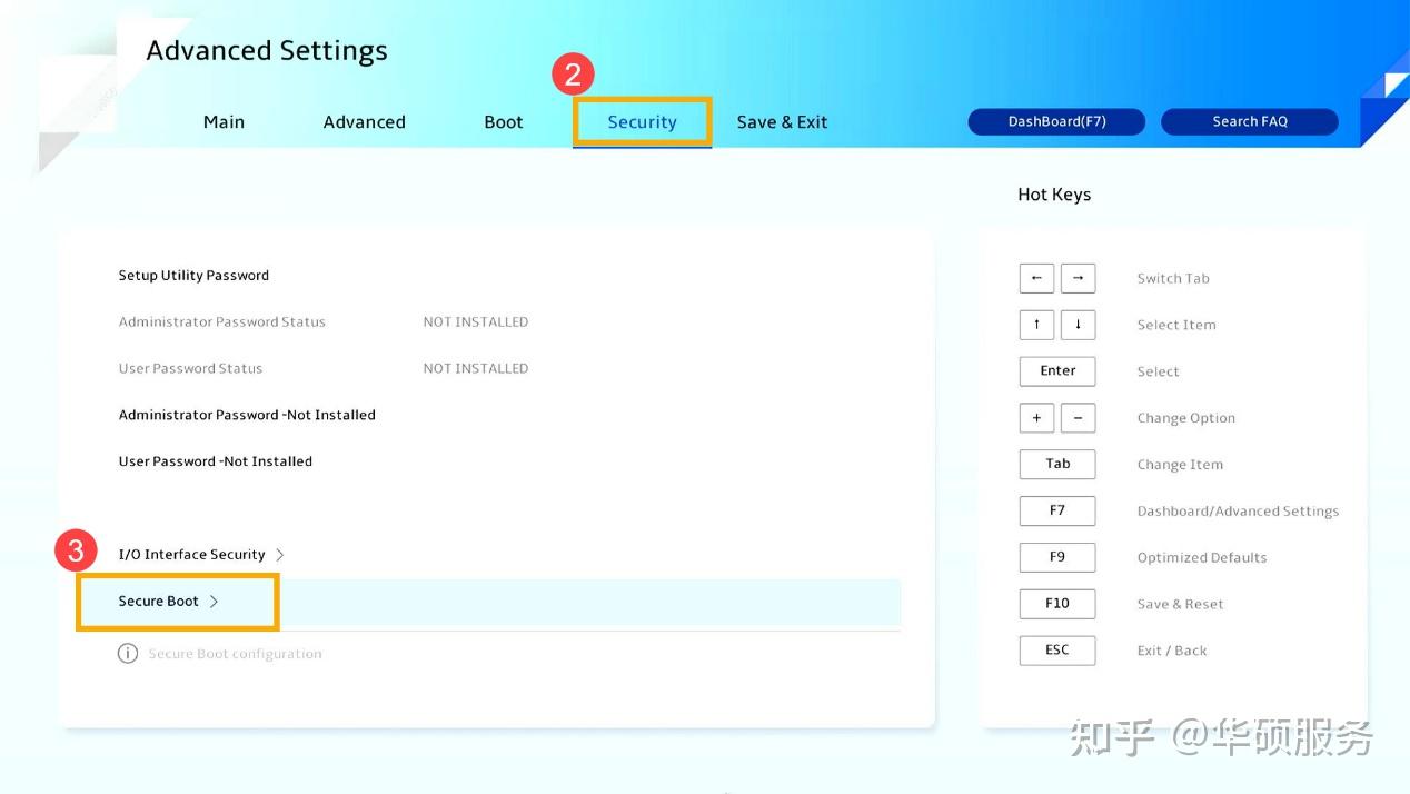 华硕笔记本MyASUS in UEFI界面BIOS中如何开启或关闭安全启动？ - 知乎