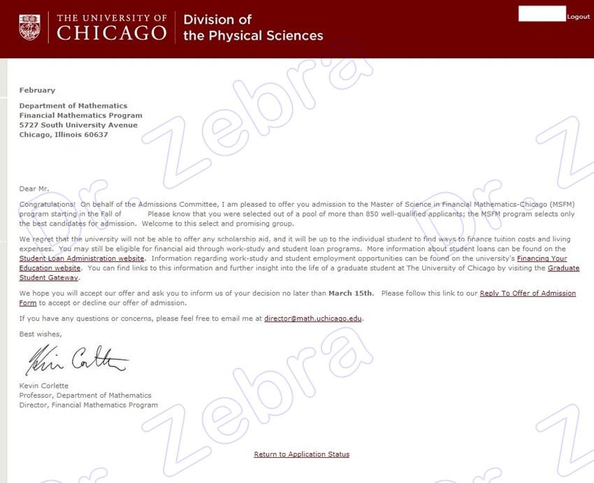芝加哥大学University of Chicago Master of Science in Financial Mathematics ...