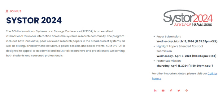 SYSTOR 2024即将截稿 - 知乎