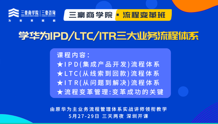 三豪商学院|5月27-29日【流程变革班】学华为IPD/LTC/ITR流程体系 - 知乎