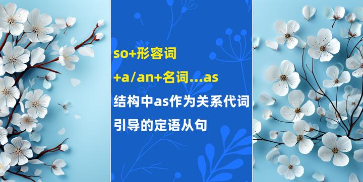 "so+形容词+a/an+名词...as"结构中"as"作为关系代词引导的定语从句 - 知乎