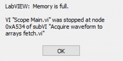 LabVIEW错误“内存已满 - 应用程序停止在节点” - 知乎