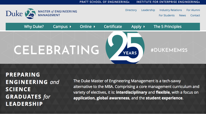 美国研究生项目｜杜克大学 - 工程管理硕士 - Duke University - Master of Engineering ...