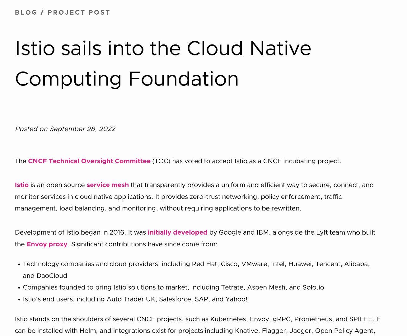 Istio 正式成为 CNCF 孵化项目 - 知乎